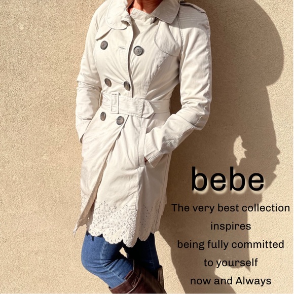 bebe | Jackets & Coats | Bebe Double Breasted Belted Trench Coat In ...